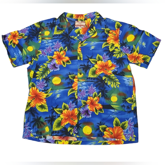 RJC | Shirts | Rjc Hawaiian Aloha Shirt Cotton Blue Orchids Xl | Poshmark